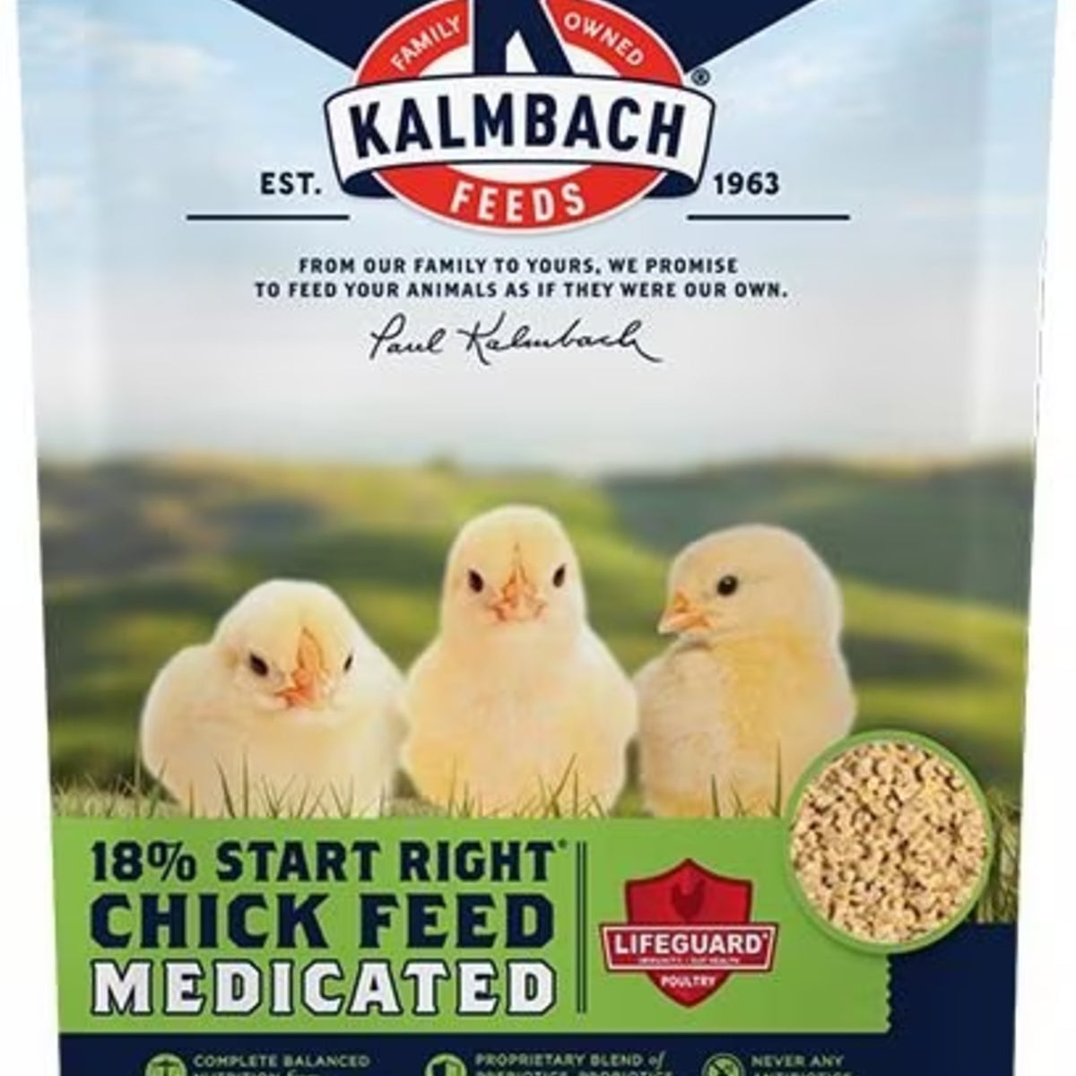Kalmbach 18% Natural Medicated Chick Feed - 10 lb Bag | Hatching Time
